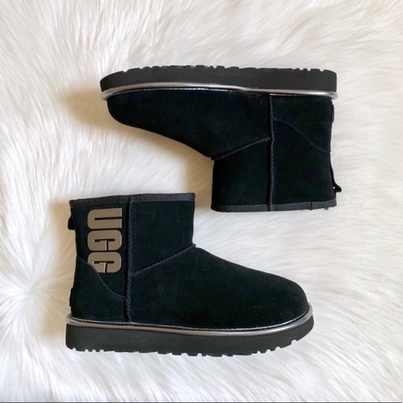 UGG | Shoes | Ugg Classic Mini Ugg Rubber Logo Boots | Poshmark